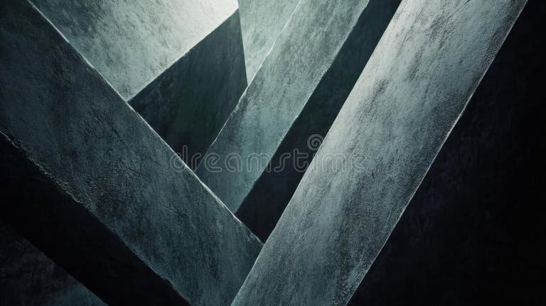 Abstract Concrete Forms Intersecting with Shadow and Light in ...