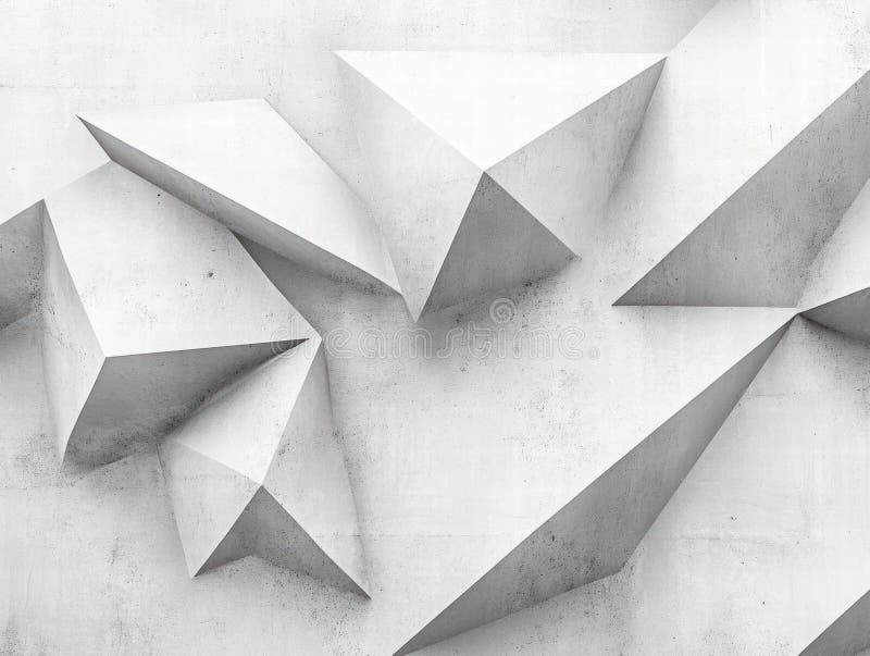 Abstract Concrete Geometric Shapes - Minimalist White 3D Wall Art Stock ...