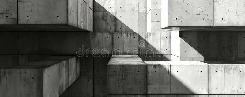Abstract Concrete Geometric Structure with Shadows, Architectural ...
