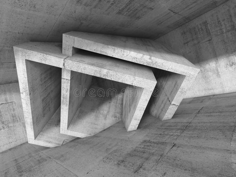 Abstract Concrete Interior with Cubic Structures Stock Illustration ...