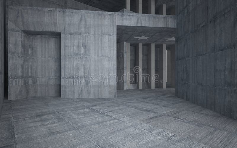 Abstract Concrete Interior with Future Columns and Decor in the Form of ...