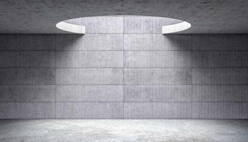 Abstract Concrete Interior with Large Circular Opening on the Ceiling ...