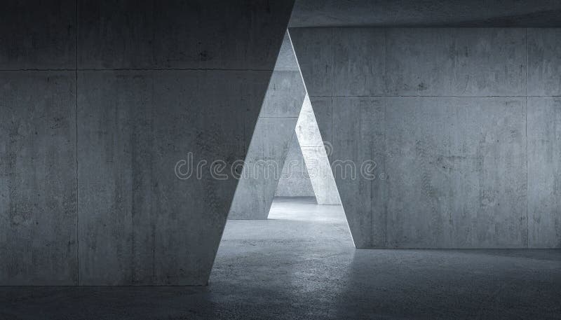 Abstract Concrete Interior in Triangular Shapes Stock Illustration ...