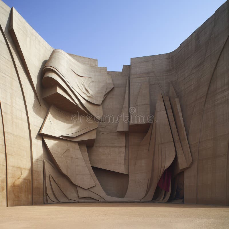 Abstract Concrete Monument Sculpture Stock Illustration - Illustration ...