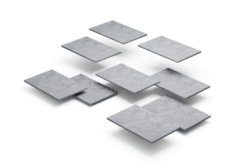 Abstract Concrete Panels or Tiles Levitation on White Background, 3d ...