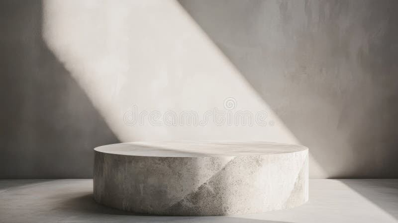 Abstract Concrete Platform with Dramatic Light in Minimalist Interior ...