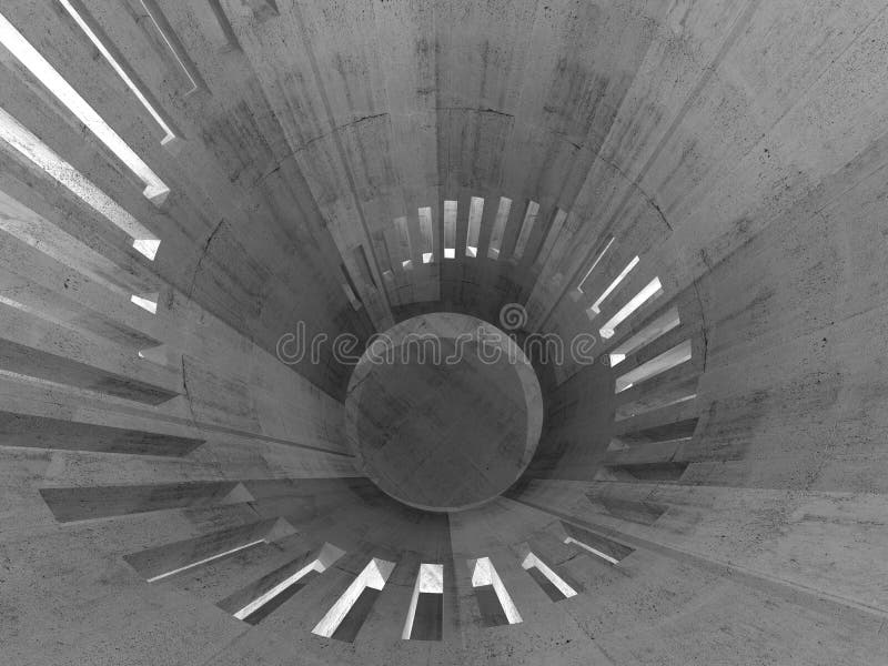 Abstract Concrete Round Tower Interior with Windows Stock Illustration ...