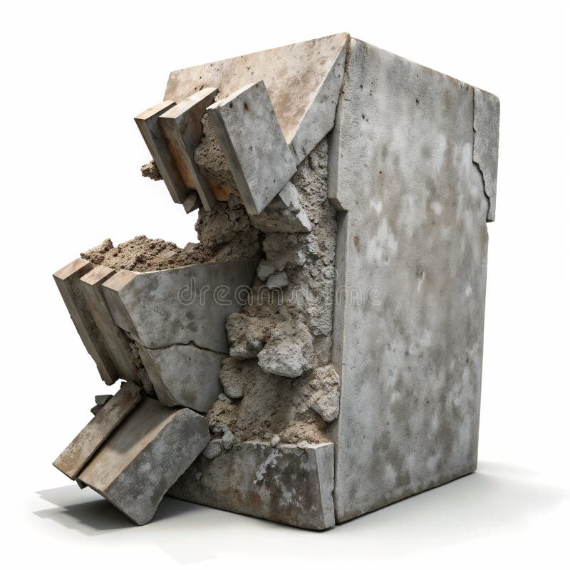 Abstract Concrete Sculpture with Crumbling Rectangular Form Stock ...