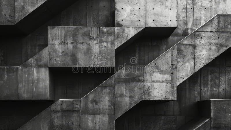 Abstract Concrete Steps Dramatic Light and Shadow on Architectural ...