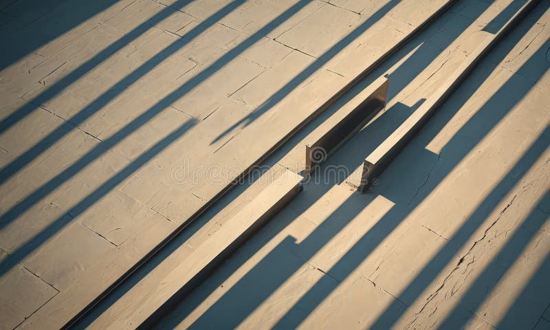 Abstract Concrete Structure with Diagonal Lines, Casting Shadows on the ...