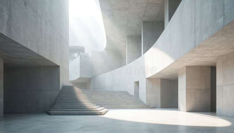 Abstract Concrete Structure with Geometric Shapes. Triangle, Angle ...