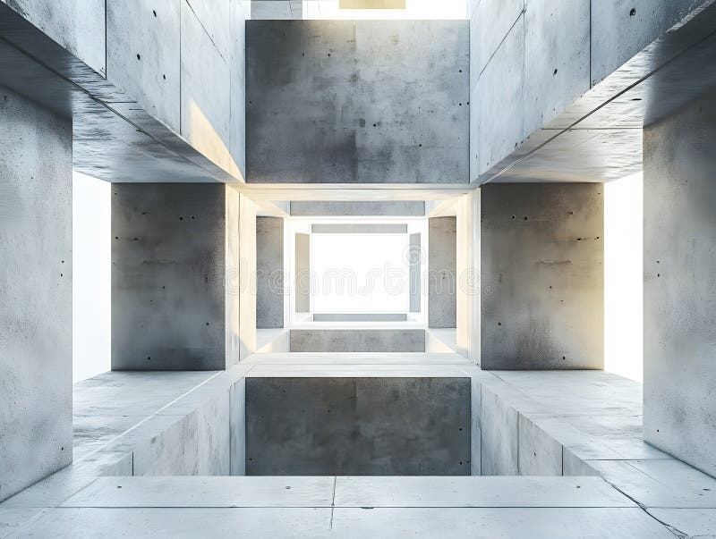 Abstract Concrete Structure with Light from Below, Minimalistic Design ...