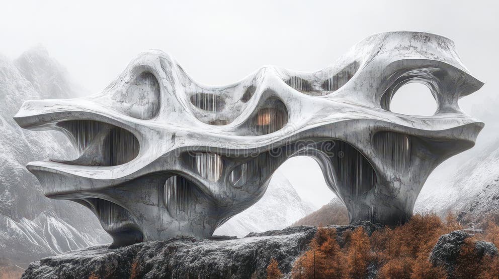 Abstract Concrete Structure in Mountain Landscape Stock Image - Image ...