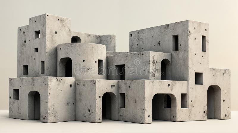 Abstract Concrete Structures Resembling Brutalist Architecture Stock ...