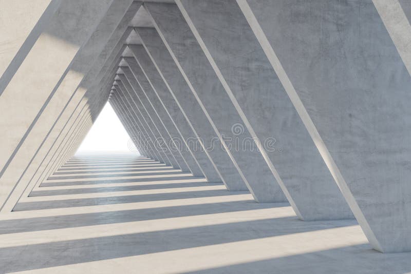 Abstract Concrete Triangle Corridor. Space and Hallway Concept Stock ...