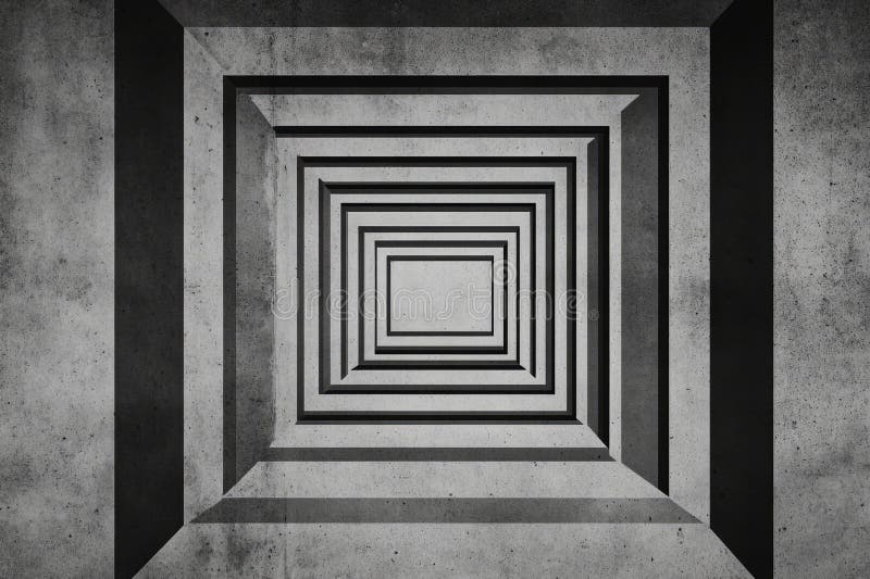 Abstract Concrete Tunnel with Geometric Patterns and Depth Stock ...