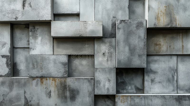 Abstract Concrete Wall Design Featuring Varying Textures and Shapes ...