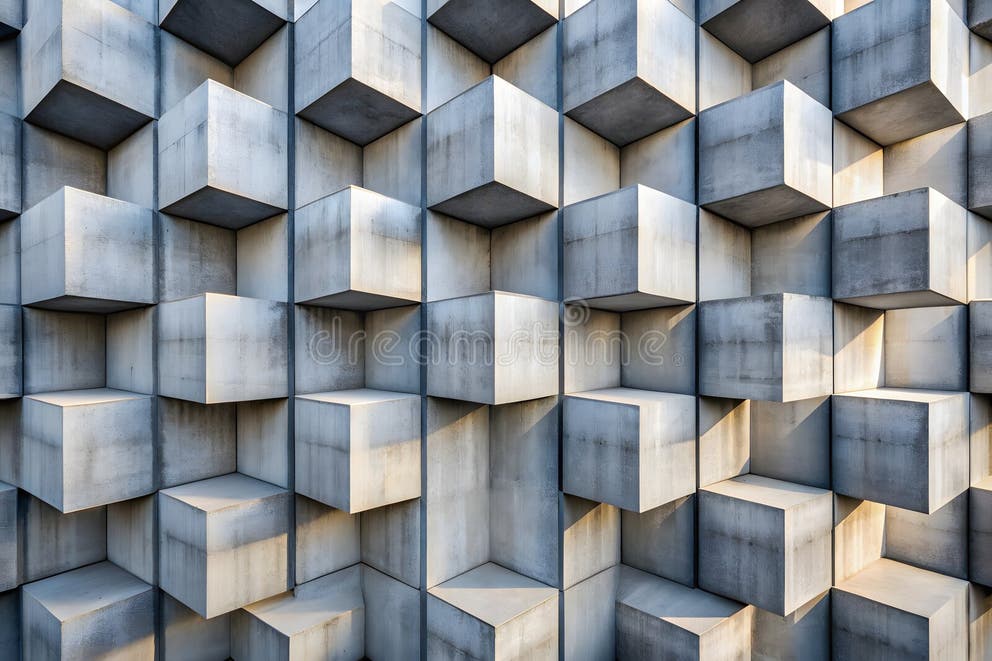 Abstract Concrete Wall Visualization a Stunning 3D Rendering of Extruded Cubes with Complex ...