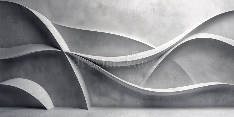 Abstract Concrete Waves Seamlessly Blending into the Minimalist ...
