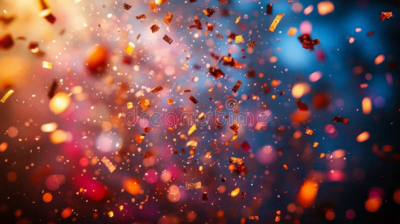 Abstract Confetti Floating in Colorful Lighting, Highlighting a Festive ...