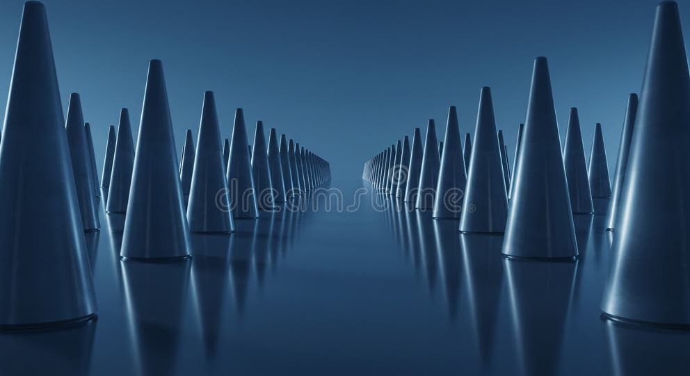 Abstract Conical Array on Reflective Surface Stock Illustration ...