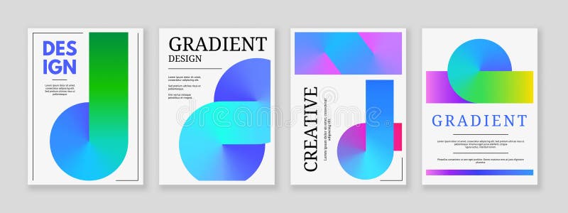 Abstract Conical Gradient Posters. Limitless Gradients Shape Flyer ...