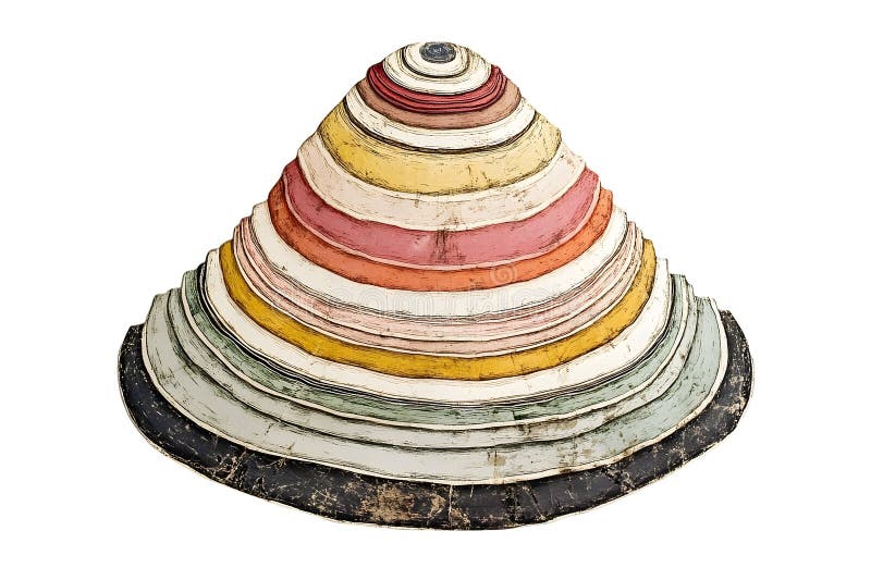 Abstract Conical Layered Structure with Retro Colored Horizontal ...