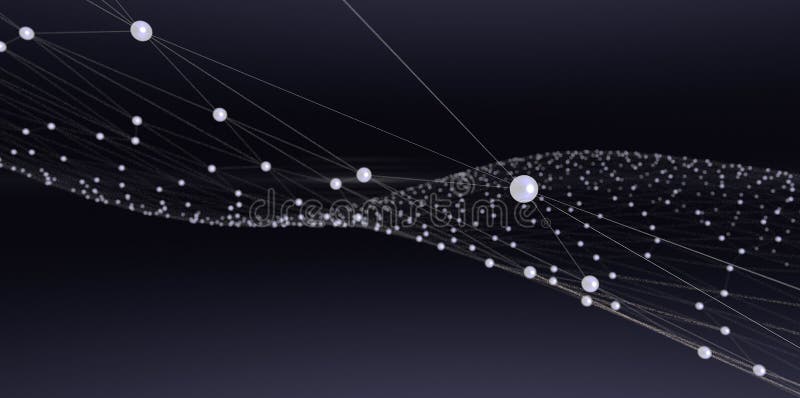 Abstract Connected Dots on Blue Background. 3D Illustration Stock ...