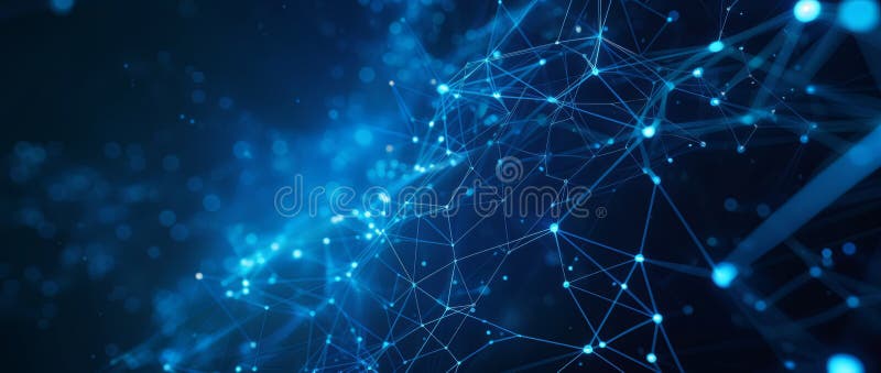 Abstract Connected Dots on Blue Background. Technology Concept Stock ...