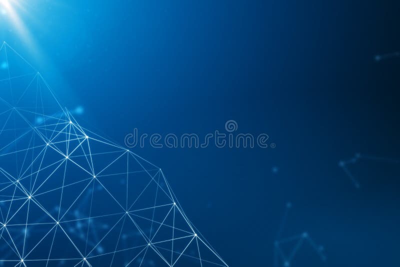 Abstract Connected Dots on Bright Blue Background Stock Illustration ...