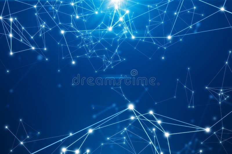 Abstract Connected Dots on Bright Blue Background Stock Illustration ...