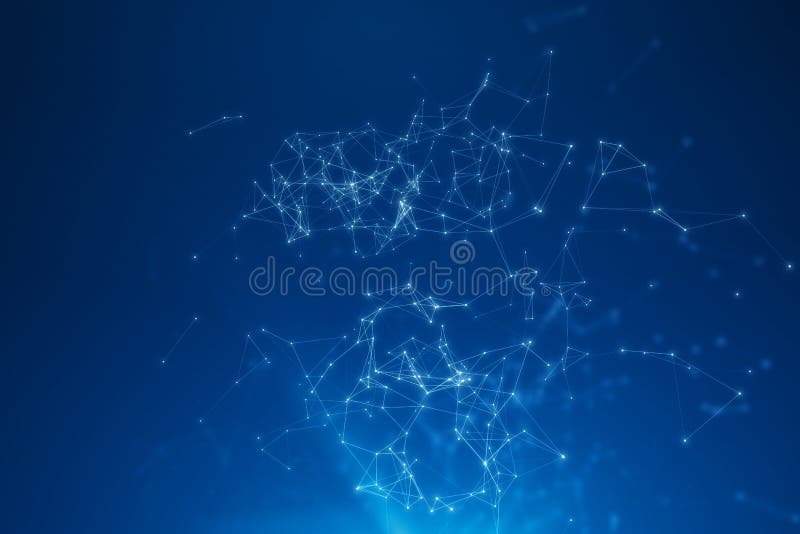 Abstract Connected Dots on Bright Blue Background Stock Illustration ...