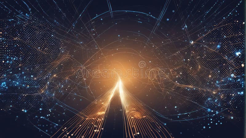 Cyber-Technology Concept with Connected Lines and Dots on Blue ...