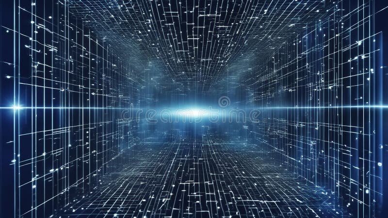 Cyber-Technology Concept with Connected Lines and Dots on Blue ...