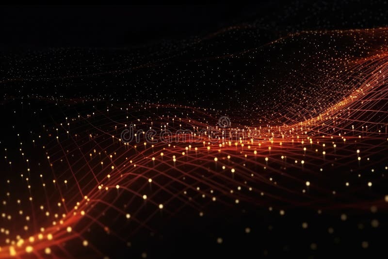 Abstract Connected Dots on a Dark Background. Big Data Digital Code ...