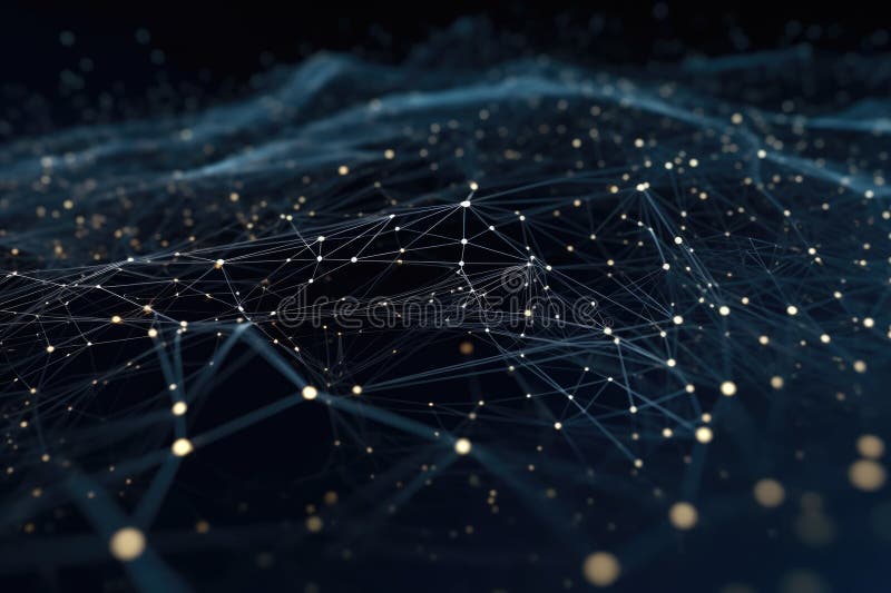 Abstract Connected Dots on a Dark Background. Big Data Digital Code ...