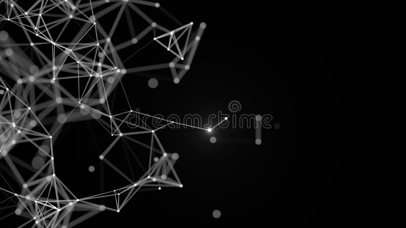 Abstract Connected Dots and Lines on Black Background. Technology ...