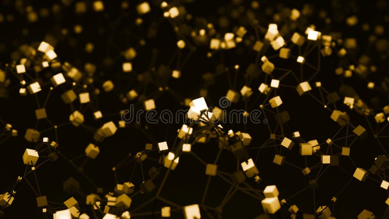 Abstract Connected Lines and Cubes in Wavy Motion. Design. Up and Down ...