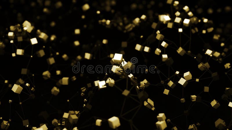 Abstract Connected Lines and Cubes in Wavy Motion. Design. Up and Down ...