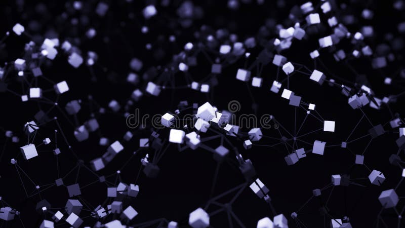 Abstract Connected Lines and Cubes in Wavy Motion. Design. Up and Down ...