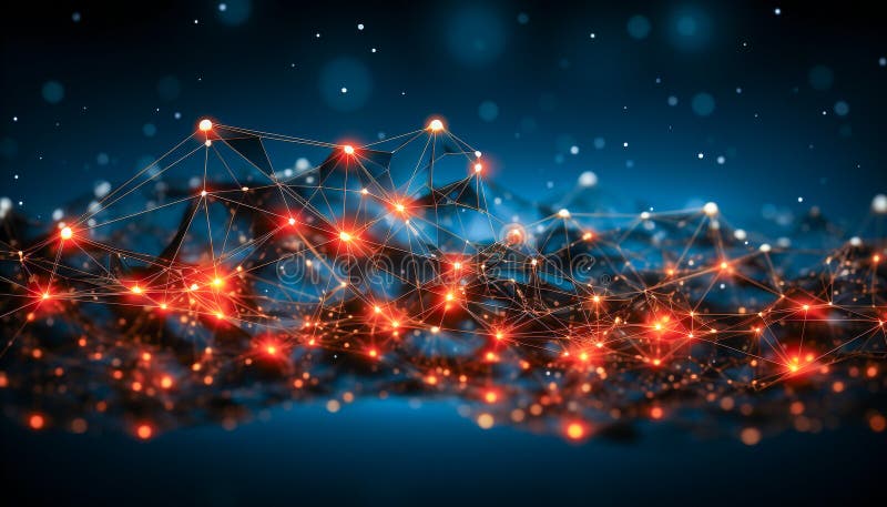 Connected Network Graphic on a Black Screen, AI Generated Stock ...