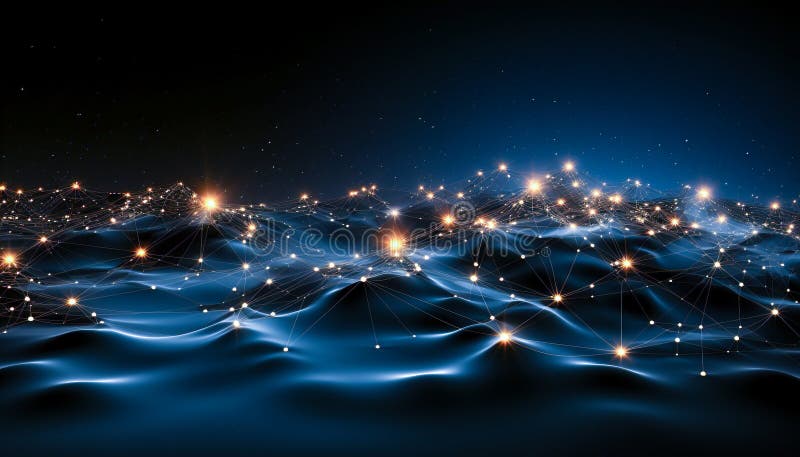 Connected Network Graphic on a Black Screen, AI Generated Stock ...