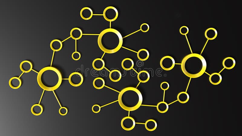 Abstract Connection Network Background of Yellow Circles in 3d Stock ...