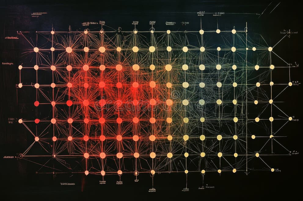 Abstract Connection Network Visualization with Bright Colors and Nodes ...