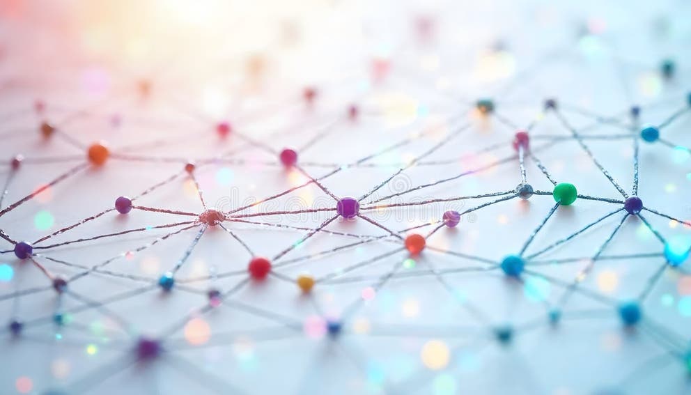 Abstract Connection of People and Technology with Pins, Threads, and ...