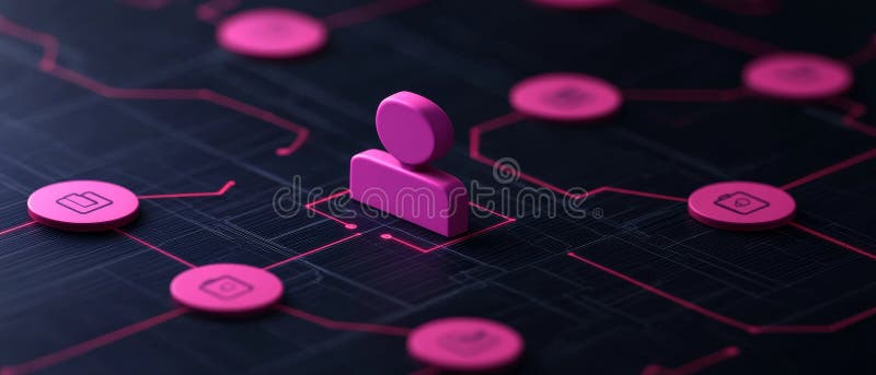 Abstract Connection with Pink Figure and Circuits Stock Image - Image ...