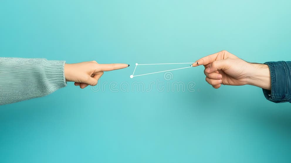 Abstract Connection Two Hands Holding String Royalty Free Image Stock ...
