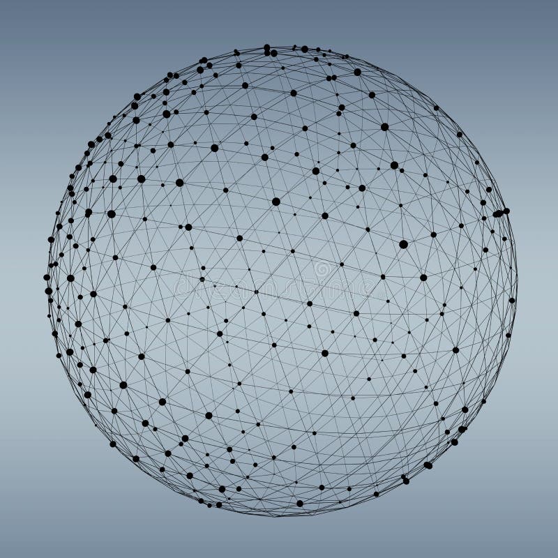 Abstract Connection Web Sphere with Spot and Lines 3D Rendering Stock ...