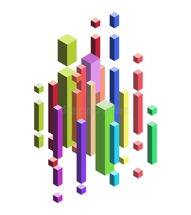 Abstract Construction 3D Pixel Art Isometric Pattern for Design Project ...