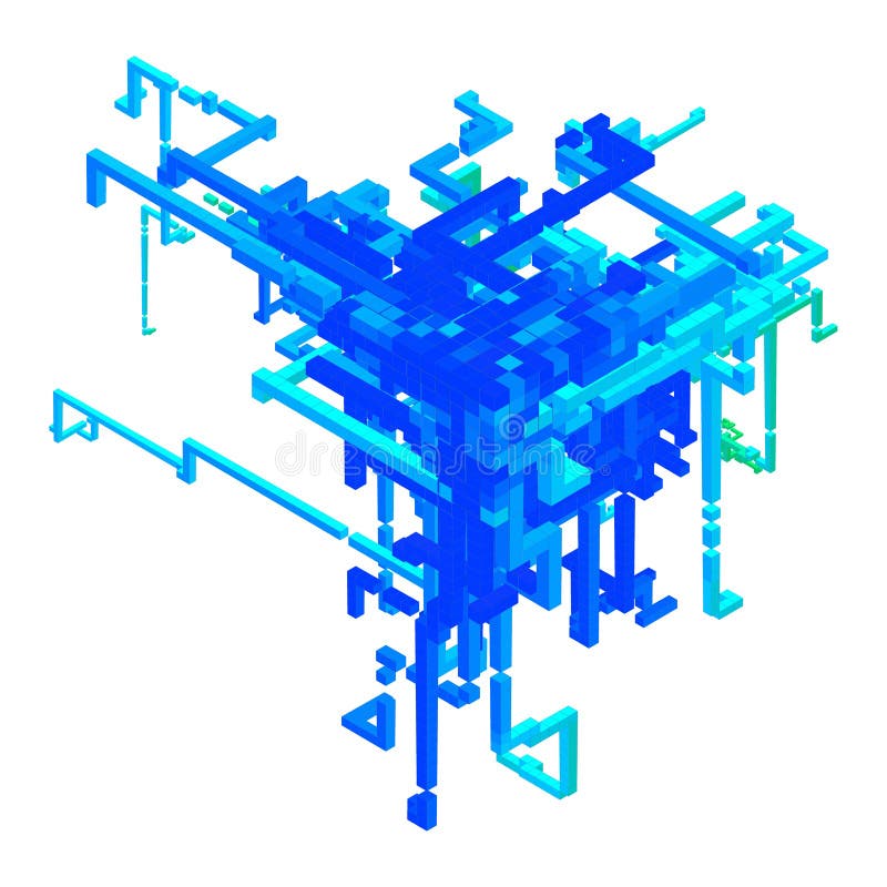 Abstract Construction - 3D Pixel Art Isometric Pattern for Design ...